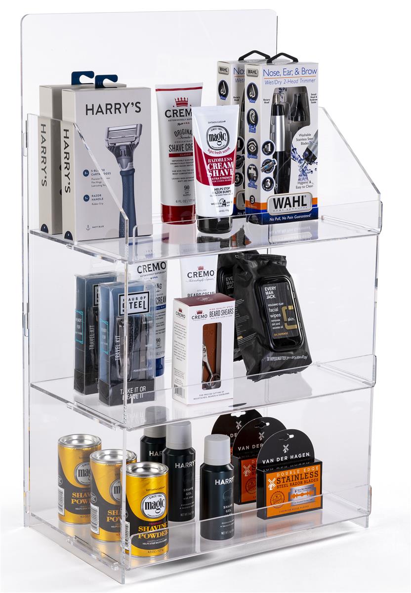 Countertop 3 tier clear acrylic merchandising display - Acrylic Displays